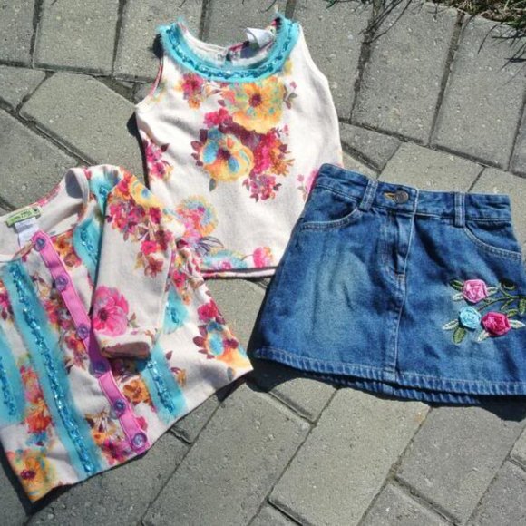 Little Mass | Bottoms | Little Mass Girls 3 Pc Jean Denim Skirt Set ...